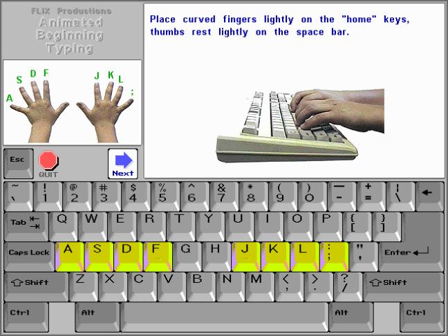 Typing Tutor Software: Animated Beginning Typing
