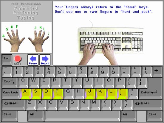 Typing Tutor Software: Animated Beginning Typing
